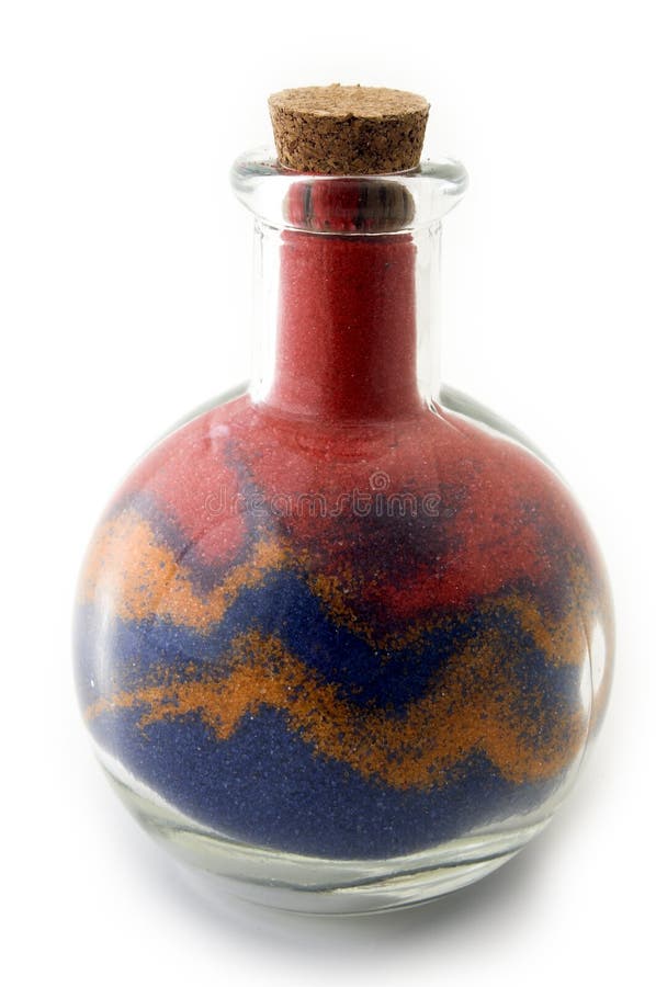 Bottle with colorful sand stock image. Image of massage - 570849