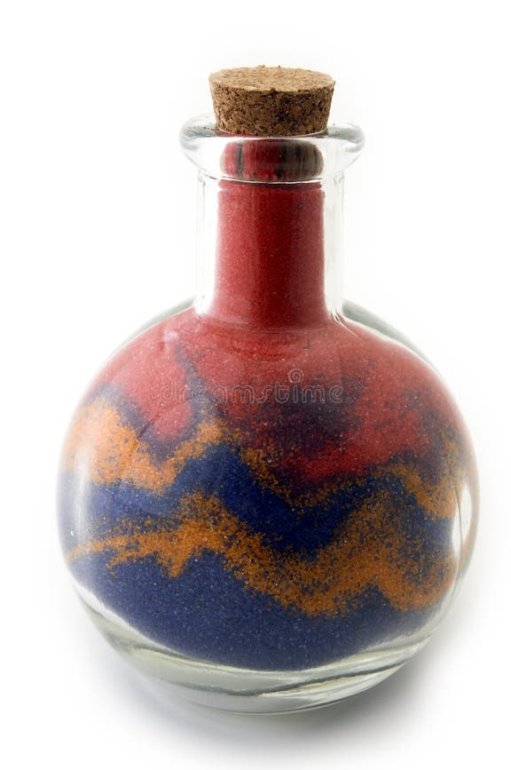 Bottle with colorful sand stock image. Image of massage - 570849