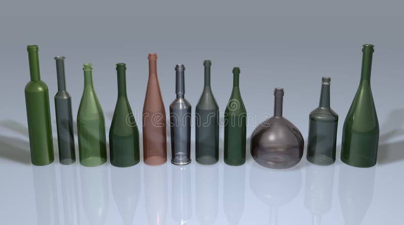Various Forms and Colors of Glass Bottles Stock Illustration ...
