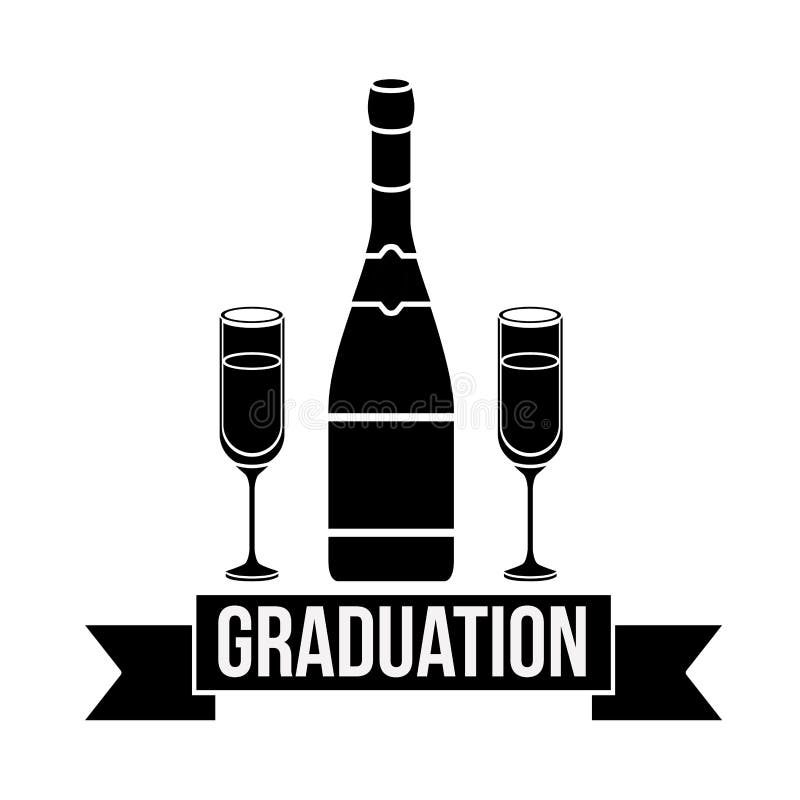 Bottle and Cup of Graduation Celebration Design Stock Vector ...