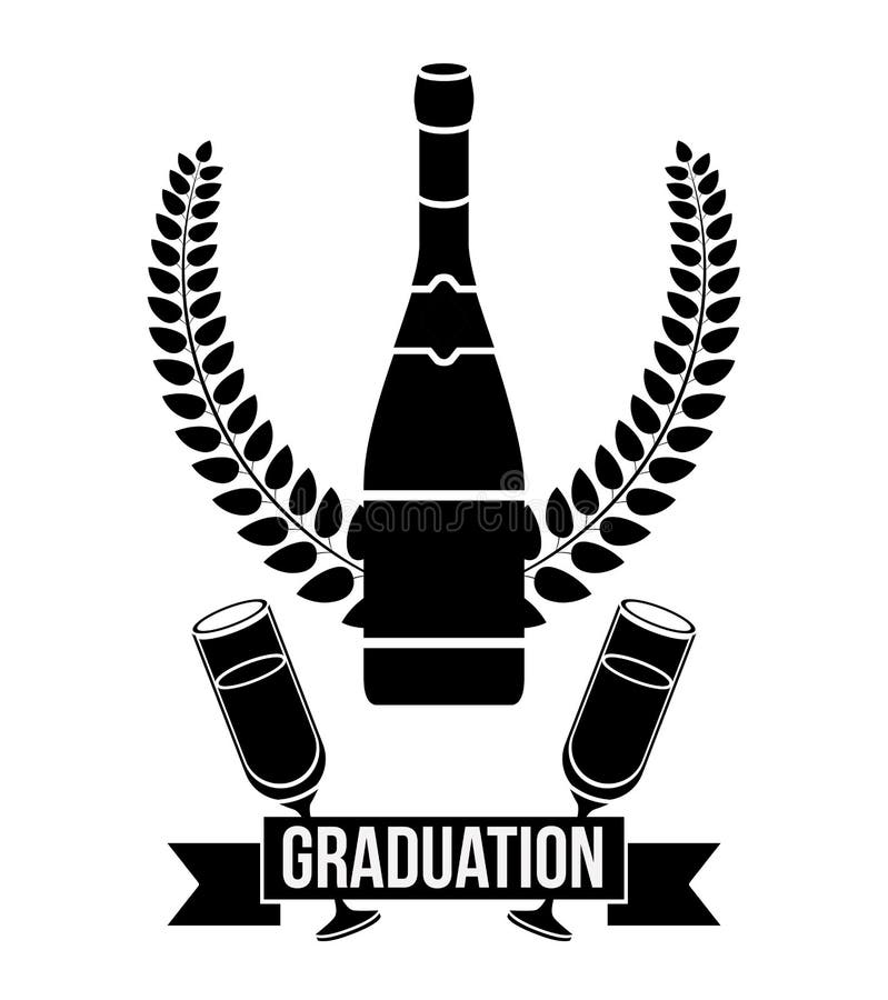 Bottle and Cup of Graduation Celebration Design Stock Vector ...