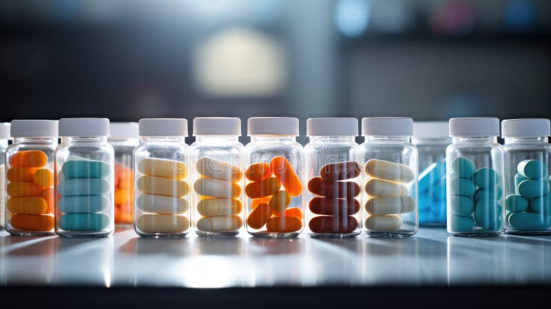 Bottle of Different Capsule Tablet Pill. Medicament and Pharmacology ...