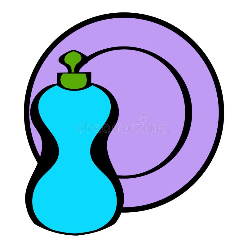 Bottle of Dish Soap with a Clean Dish Icon Stock Vector - Illustration ...
