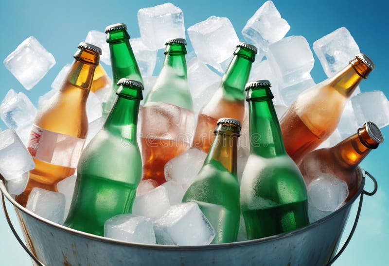 Bottle Drinks Soda Bucket Ice Summer Ice Cube Cold Stock Illustration ...
