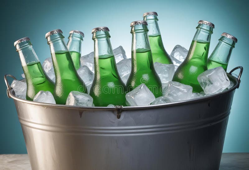 Bottle Drinks Soda Bucket Ice Summer Ice Cube Cold Stock Illustration ...