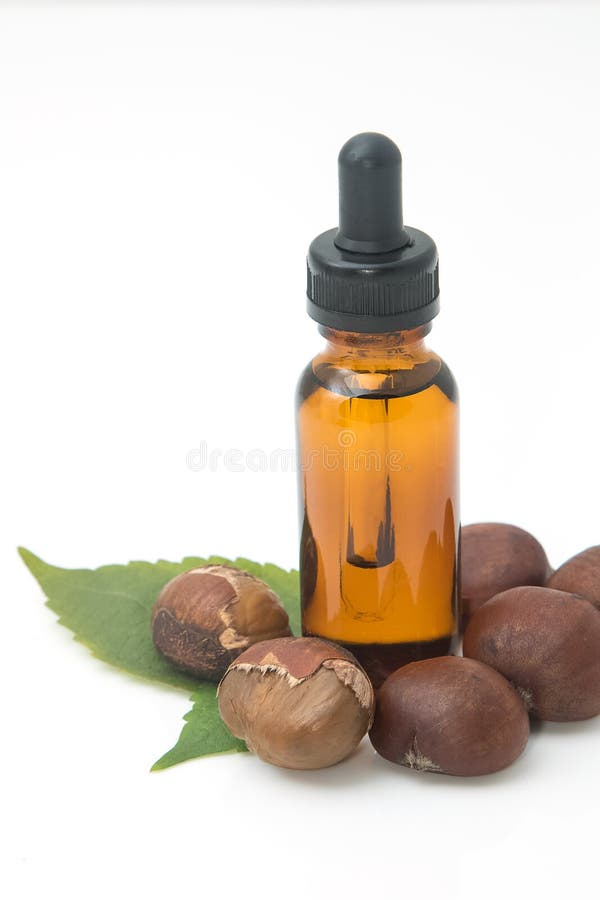 Bottle of Essential Chestnut Oil , Spa Massage Oil Stock Image - Image ...