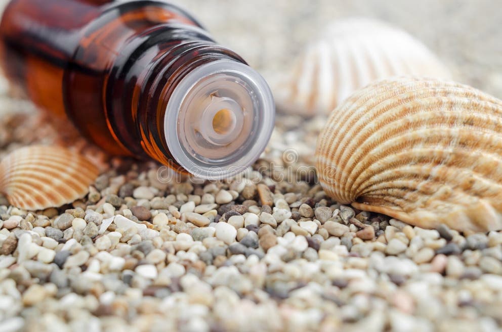 Bottle of Essential Oil. Bottle Dropper Tip Insert Close Up Stock Photo ...