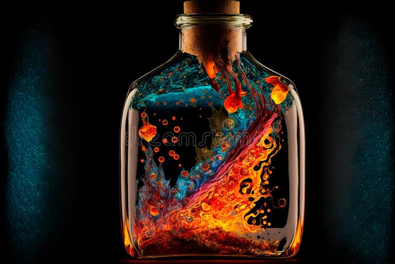 A Bottle Filled with Colorful Liquid Fire Stock Image - Image of colour ...