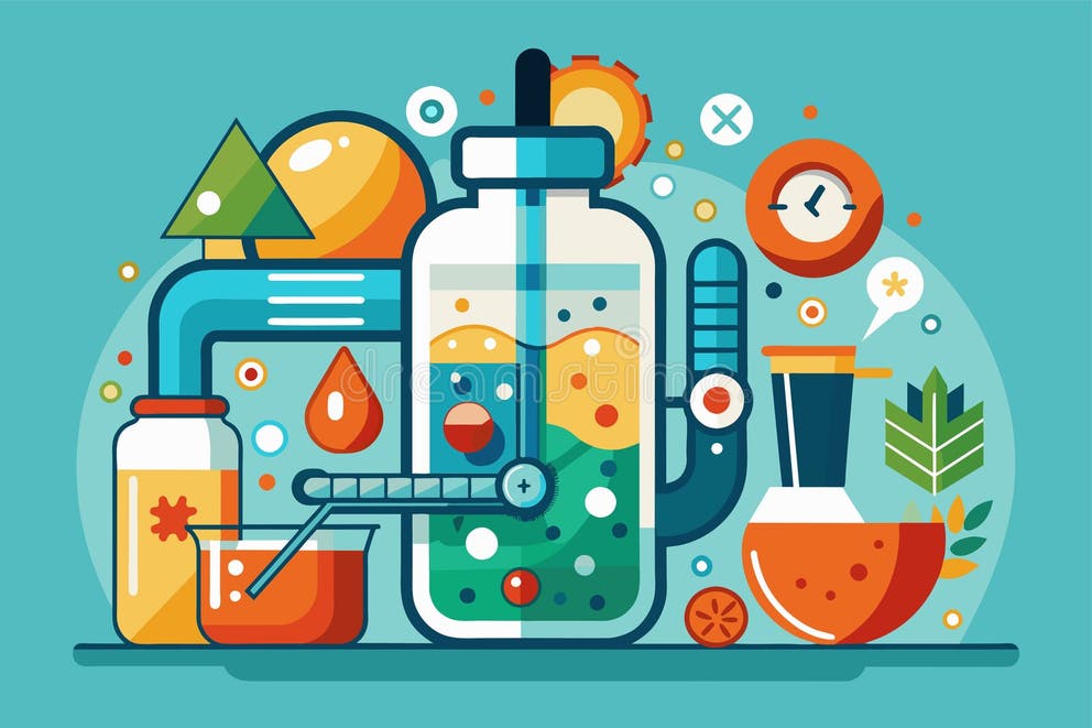 A Bottle Filled with Liquid Placed beside a Clock, Showcasing Hydration ...