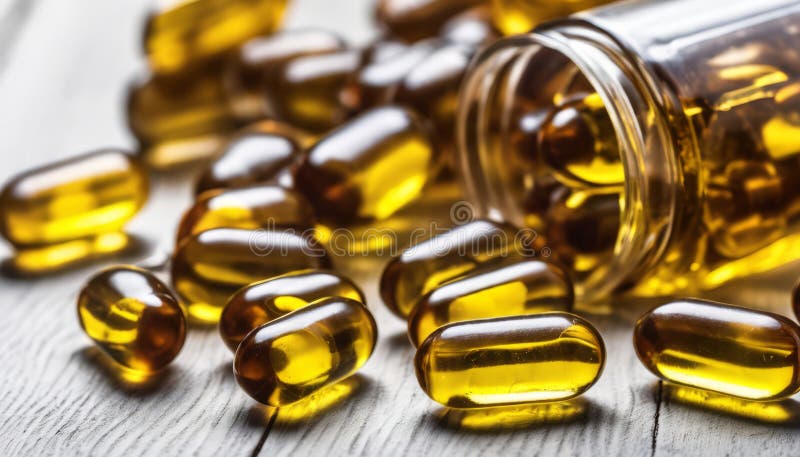 A Bottle of Fish Oil Capsules Stock Illustration - Illustration of ...