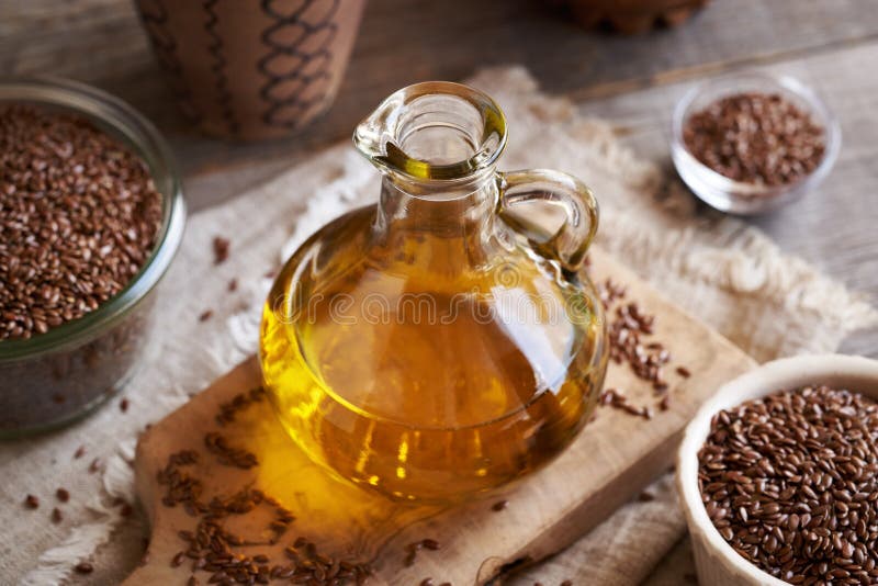A Bottle of Flax Seed Oil with Flax Seeds Stock Image - Image of ...