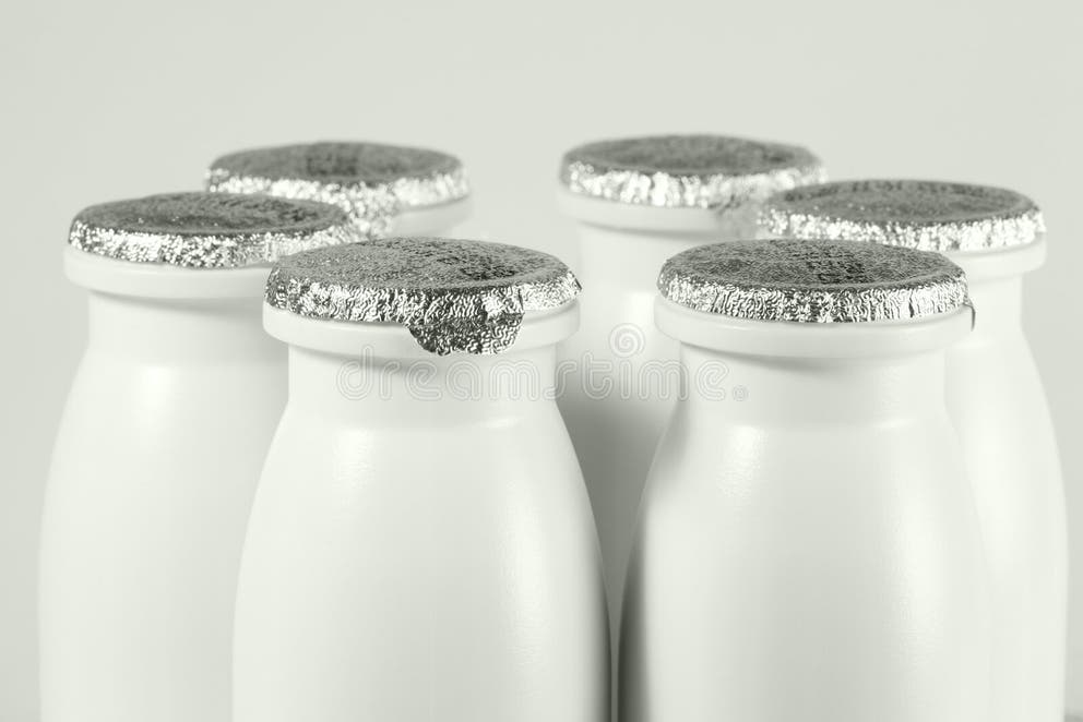 Bottle with Foil Cap with Yogurt Stock Image - Image of product, milk ...