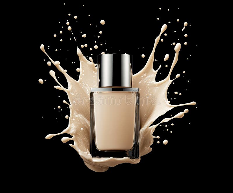 A Bottle of Foundation is Shown in a Splash of Cream Stock Illustration ...
