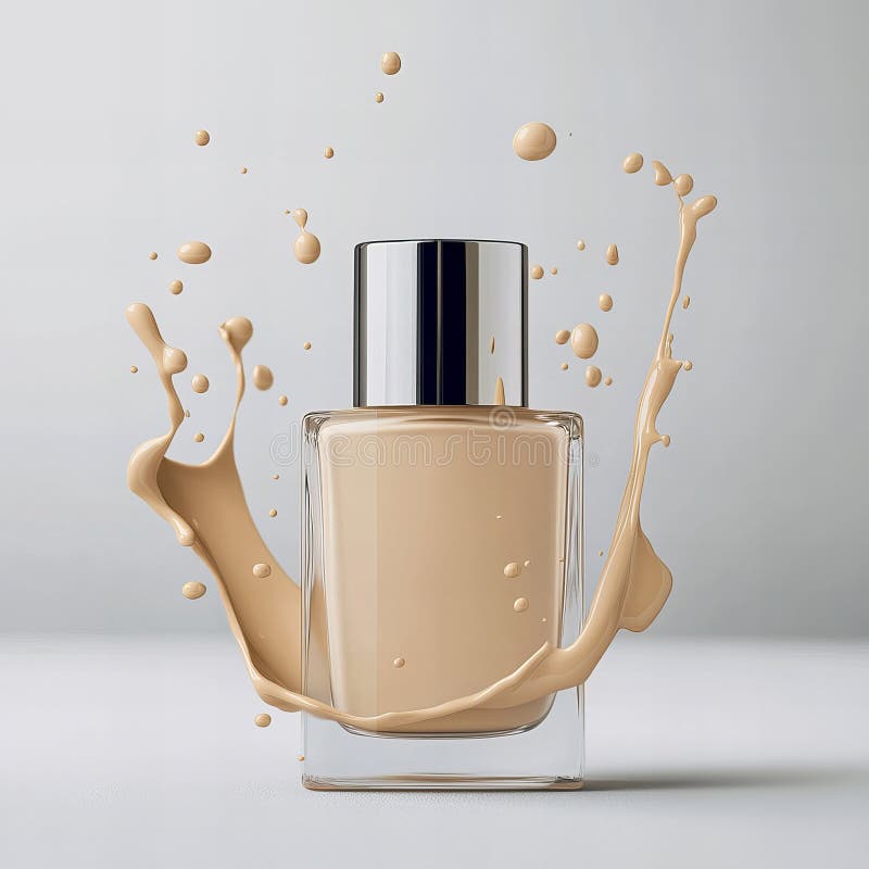 A Bottle of Foundation is Shown with a Splash of Paint Around it Stock ...