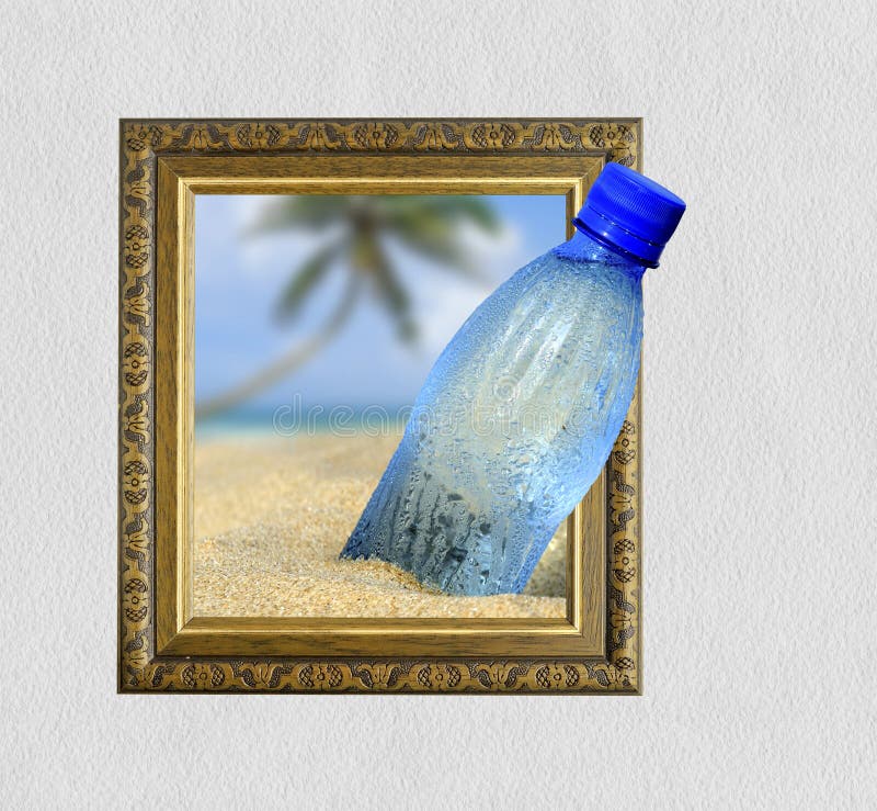 Bottle in Frame with 3d Effect Stock Photo - Image of blank, design ...