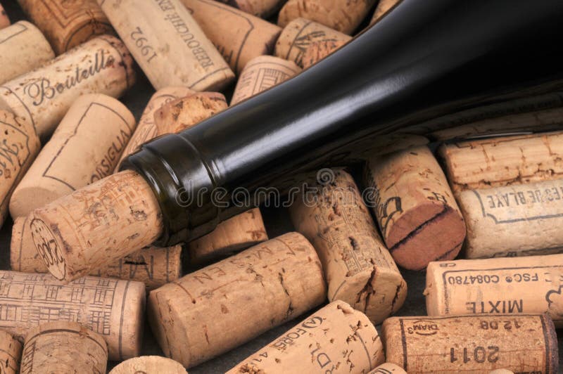 Bottle of French Red Wine on Corks Editorial Photography - Image of ...