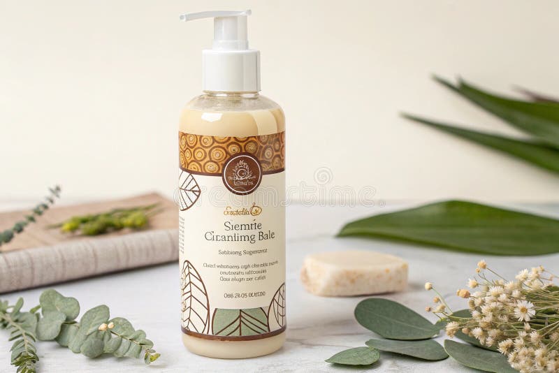 Bottle of Gentle Cleansing Balm with All-natural Formula Stock ...