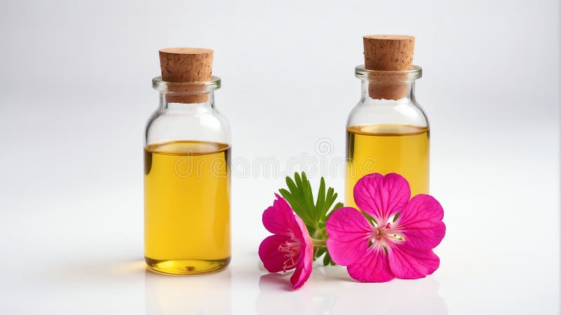 Bottle of Geranium Oil on Plain White Ai Generated Stock Illustration ...