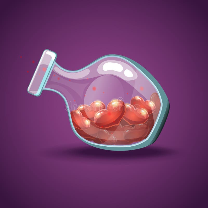 Bottle with Heart. Magic Elixir. Stock Illustration - Illustration of ...
