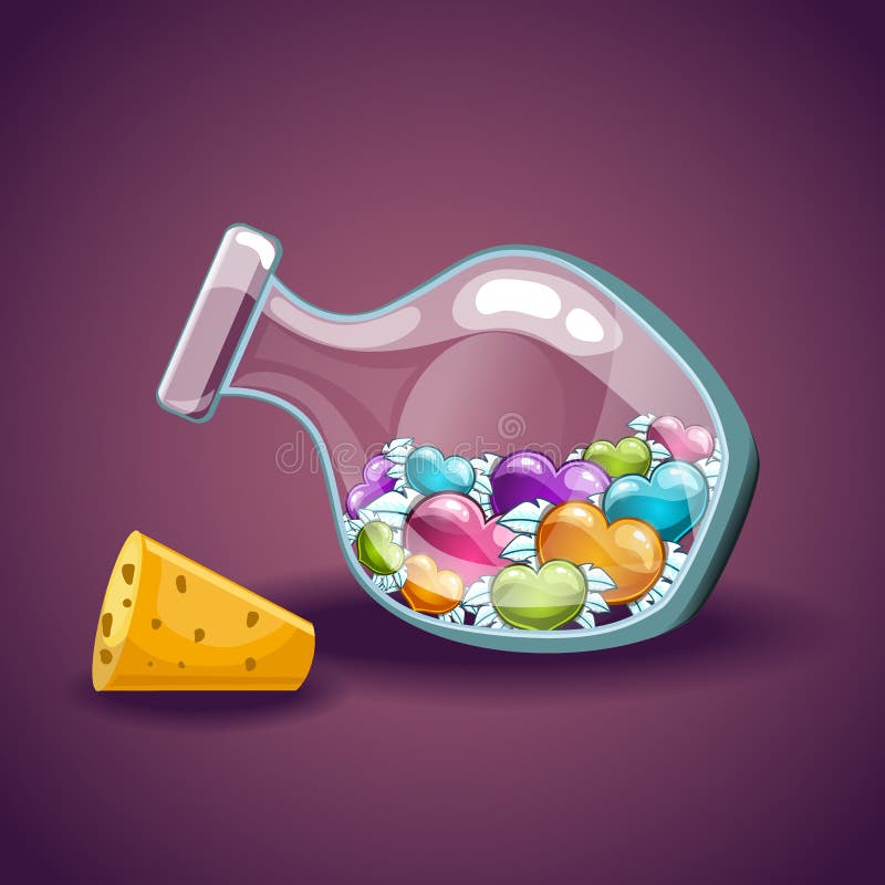 Bottle with Heart. Magic Elixir. Stock Vector - Illustration of heart ...