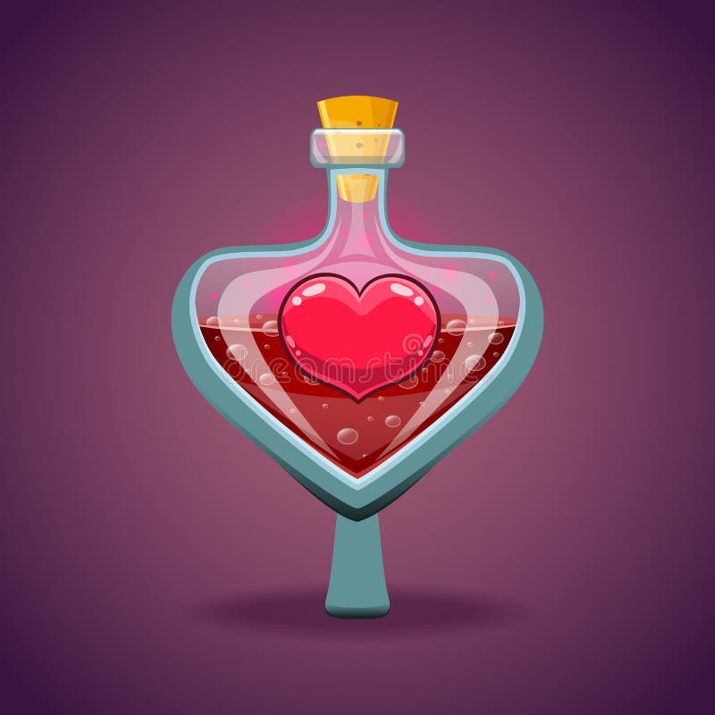 Bottle with Heart, Magic Elixir Stock Vector - Illustration of glass ...