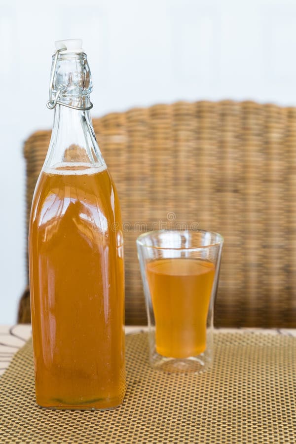 Bottle of Fresh Home-made Kombucha Stock Photo - Image of food ...