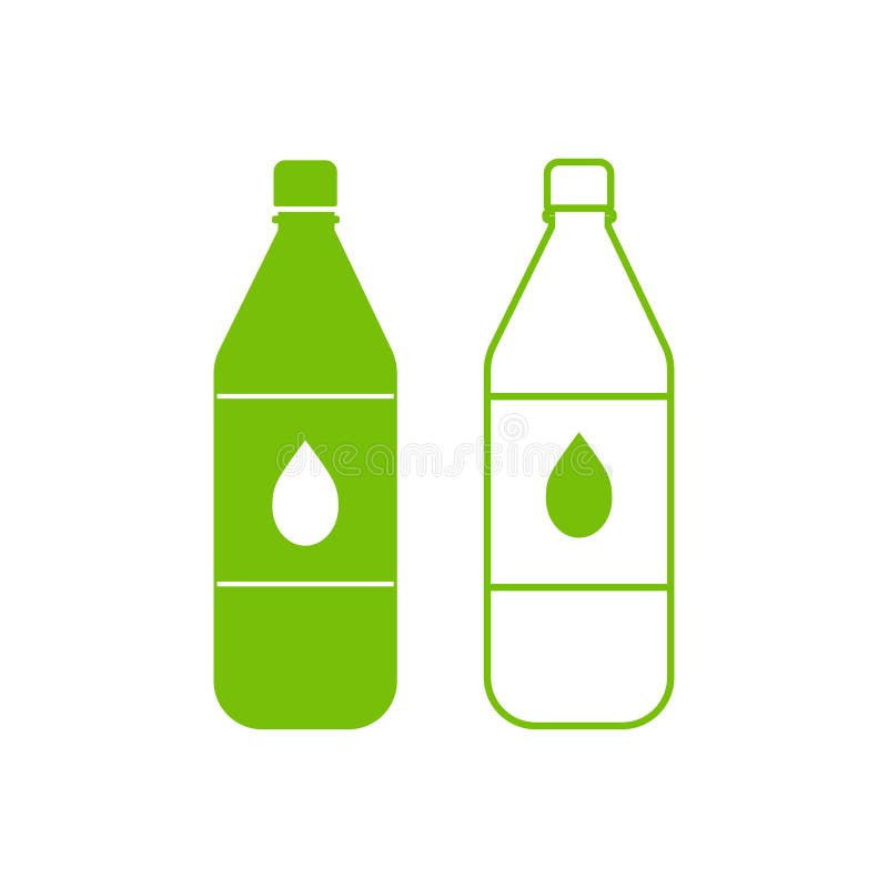 Bottle Icon Set. Green Bottle Vector Icon Stock Vector - Illustration ...