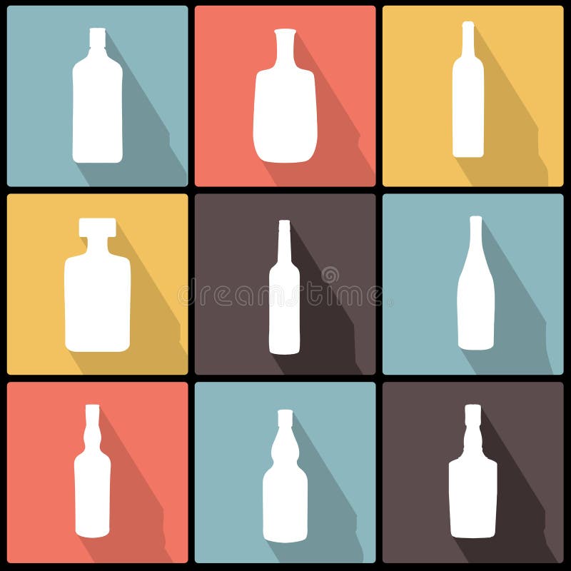 Bottle Icons in Flat Design for Web and Mobile Stock Illustration ...