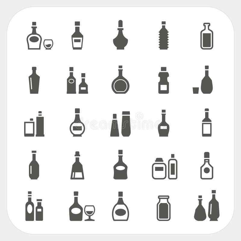 Bottle icons set stock vector. Illustration of bordeaux - 45592747