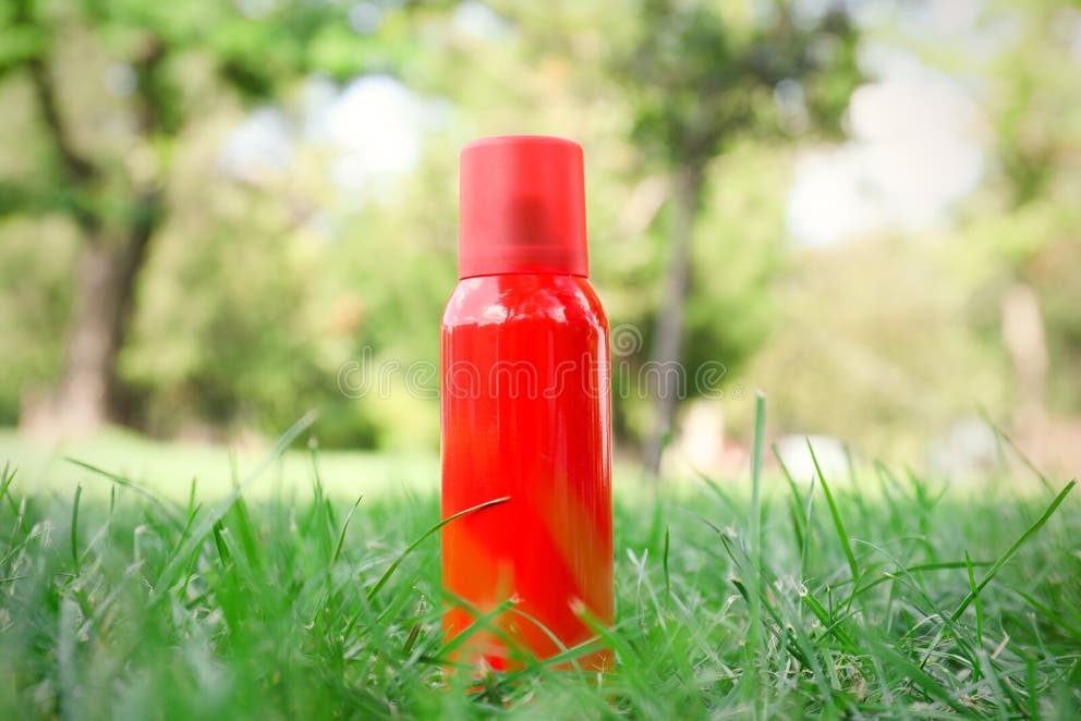 Bottle of Insect Repellent Spray on Grass Stock Image - Image of care ...
