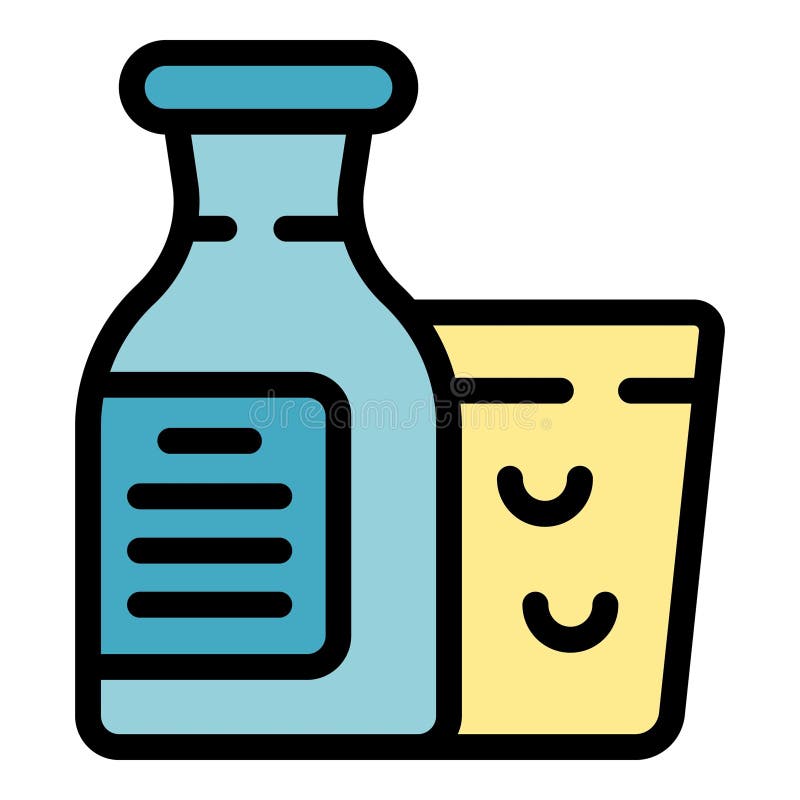 Bottle of Kefir with Blank Label and Probiotic Cheese Portion Icon ...