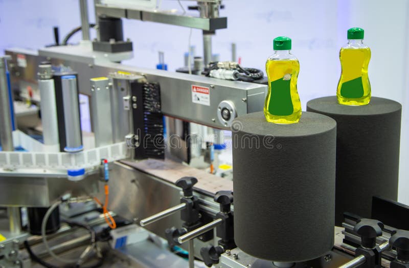 Automatic Labeling Machine. Stock Photo - Image of factory, clear ...