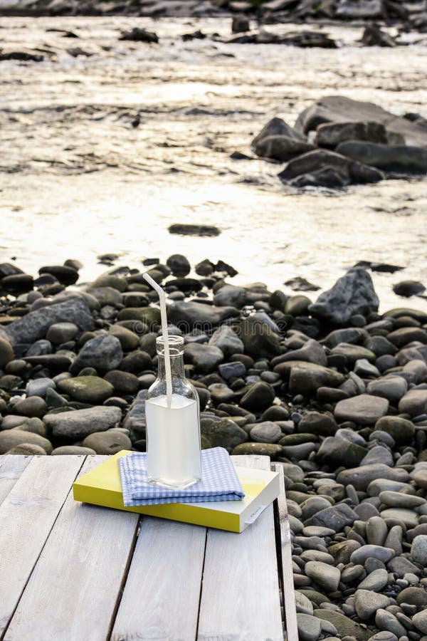 Bottle with Lemonade at the Beach Stock Image - Image of beverage ...