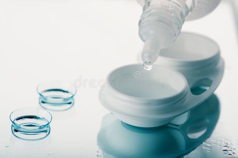 Bottle with Lens Solution and Case Stock Photo - Image of container ...