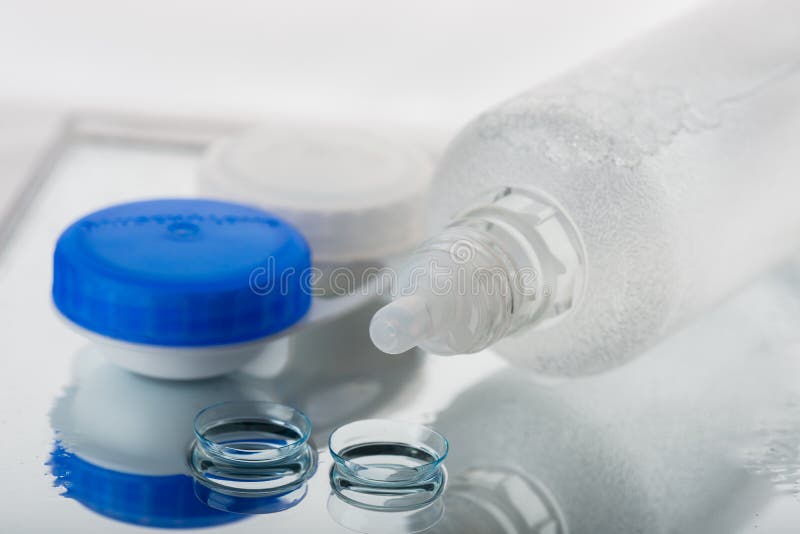 Bottle with Lens Solution and Case Stock Image - Image of container ...