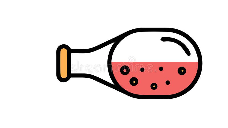 Bottle Liquid Particles Outline Vector Icon for Science Lab, Vector ...