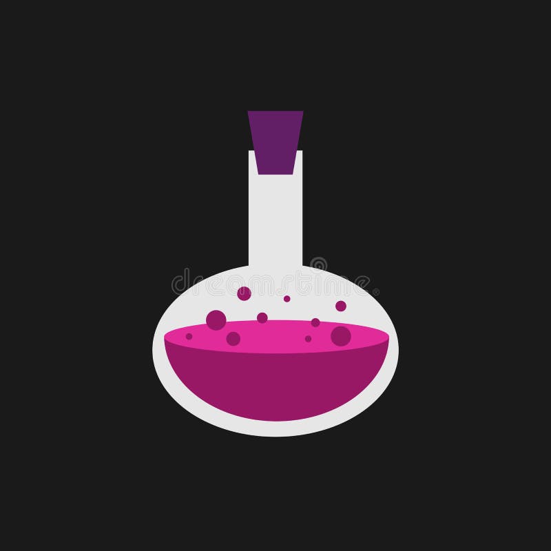 Bottle with Liquid Purple Potion Magic Elixir - Game Icon. Vector ...