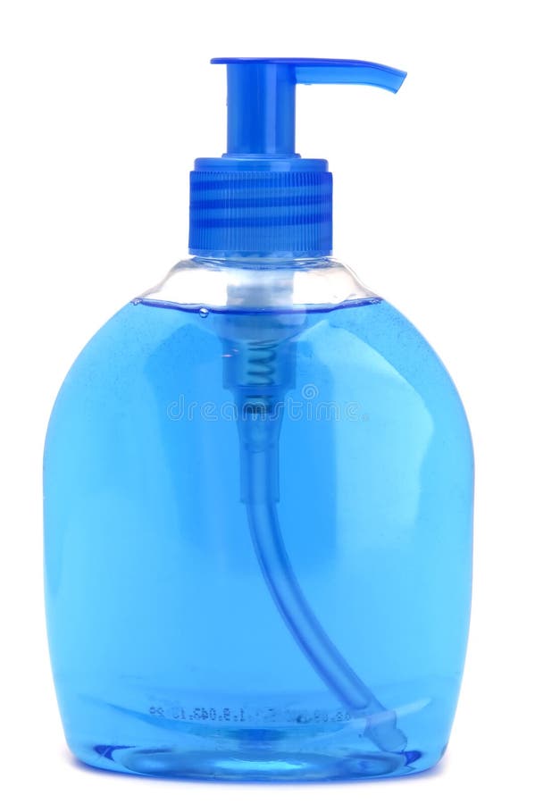 Blue Liquid Hand-wash Soap in Plastic Bottle Stock Photo - Image of ...