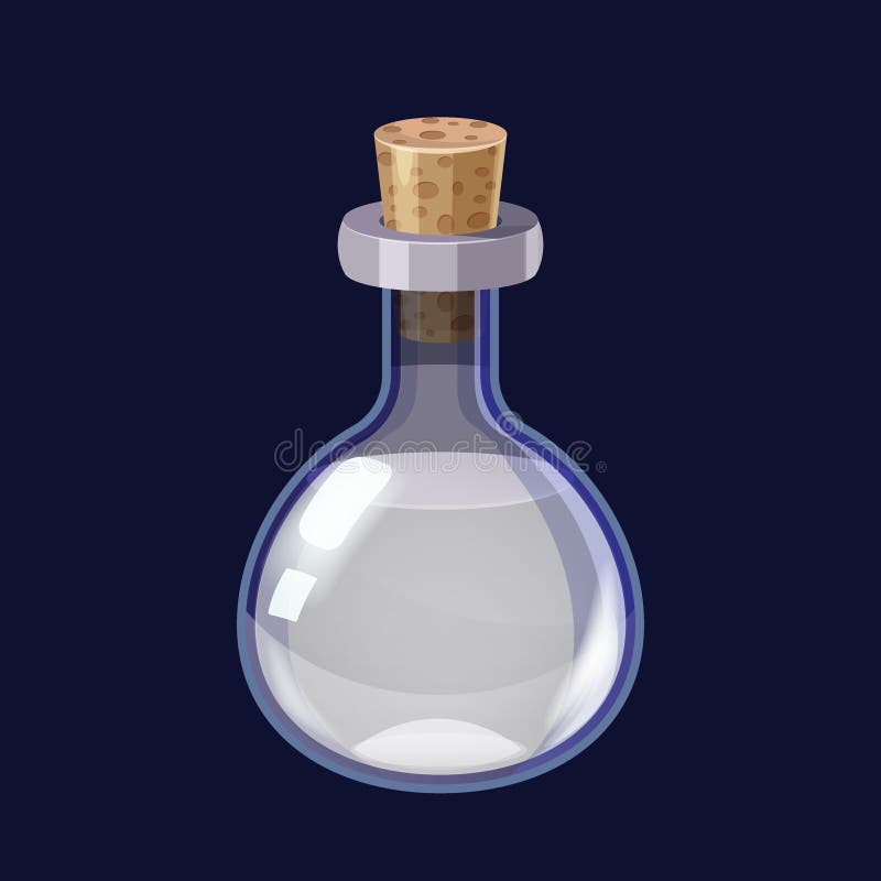 Bottle with Liquid White Potion Magic Elixir Game Icon GUI. Vector Illstration for App Games ...