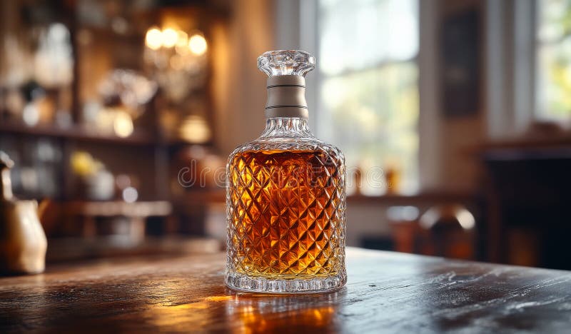 A Bottle of Liquor Sits on a Table Stock Image - Image of spirit, drink ...