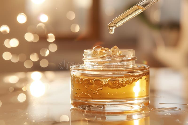 A Bottle of Lotion is Poured into a Small Container Stock Photo - Image ...