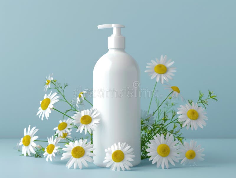 A Bottle of Lotion Sitting among Fresh Daisies, Perfect for a Spa or ...