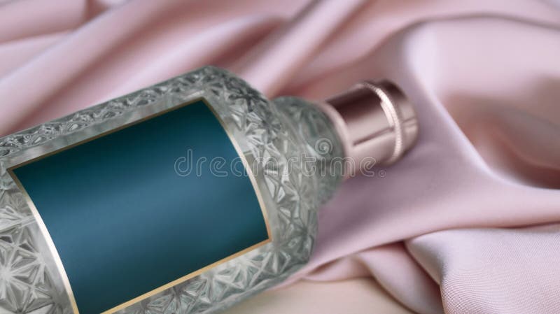 Bottle of Luxurious Perfume on Beige Silk, Closeup Stock Photo - Image ...