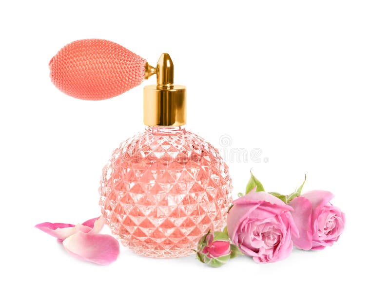 Bottle of Luxury Perfume and Beautiful Isolated on White Stock Image ...