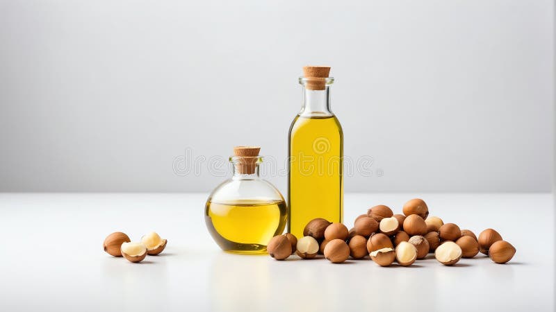 Bottle of Macadamia Nut Oil on Plain White Ai Generated Stock ...