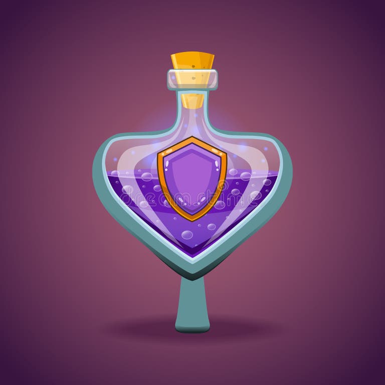 Bottle of Magic Elixir with Shield Stock Illustration - Illustration of ...