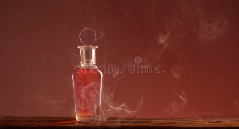 Bottle with Magic Potion in Smoke Stock Image - Image of essence ...