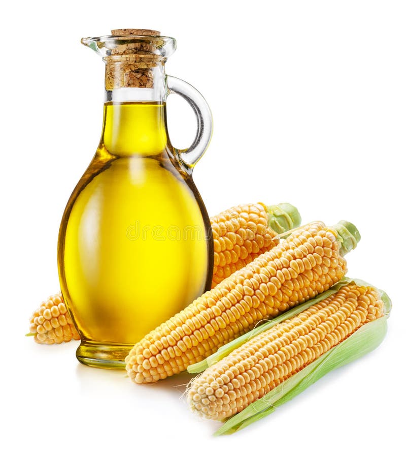 Bottle of Maize Oil Corn Ears Isolated on White Background. the Most ...