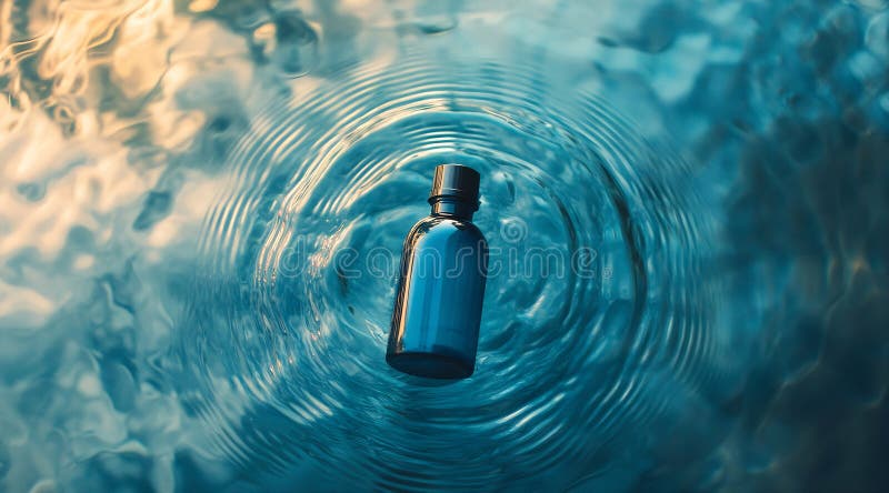 Bottle makes ripples stock photo. Image of reflection - 355923624