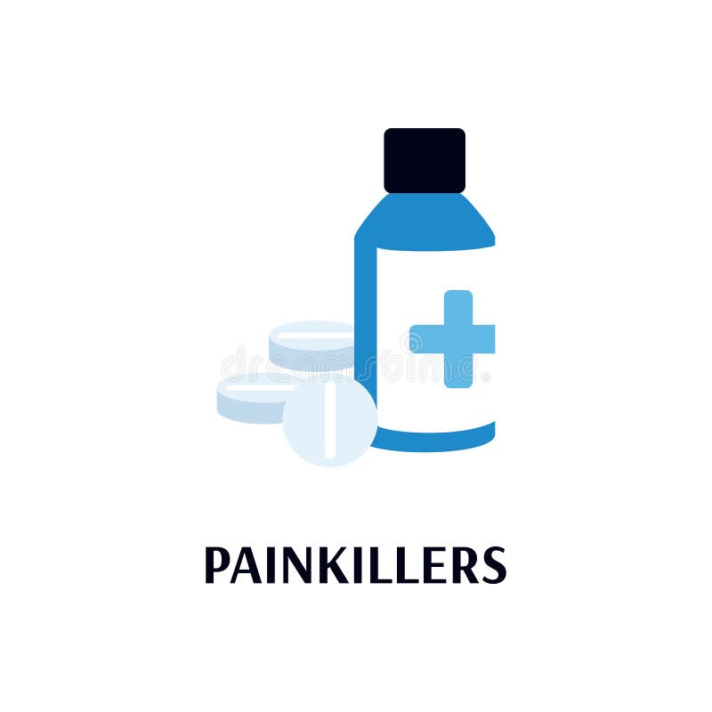 Bottle with Medication and Painkillers Tablets Flat Vector Illustration ...